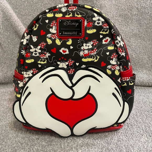 Loungefly | Bags | Loungefly Minnie Mickey Heart Hands Black And Red ...